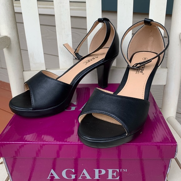 Agape | Shoes | New Wot Agape 3 Heel Black Platform Shoes | Poshmark